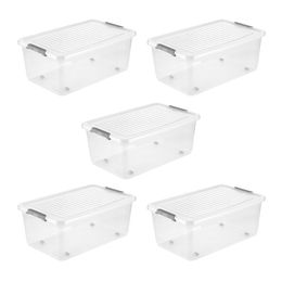 keeeper Aufbewahrungsbox "Clipbox Leo (Set 5 St.) 37 L, 59 x 38 x 24 cm", B/H/T: 59cm x 24cm x 38cmtransparent, Badezimmer, Aufbewahrungsboxen,