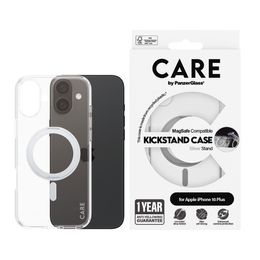 CARE BY PANZERGLASS Handyh&uuml;lle "Kickstand Case f&uuml;r Apple iPhone 16 Plus", silber (silber, transparent), B:10,9cm H:1,9cm T:19,6cm, H&uuml;llen, Backcover, Schutzh&uuml;lle, Handyschutzh&uuml;lle, Case, Schutzcase, sto&szlig;fest