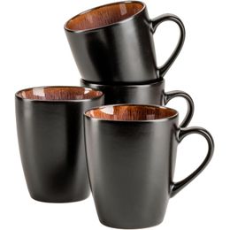 Mäser Becher MÄSER "TEONA, Kaffeebecher-Set, Steinzeug", blau, braun, grün, schwarz, B:12cm H:10,7cm Ø:9cm, Steinzeug, Trinkgefäße, Becher