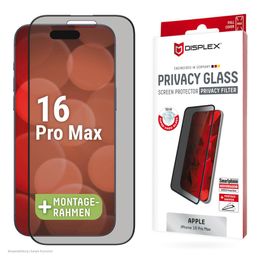 Displex Displayschutzglas "Privacy Glass Full Cover", schwarz, B:9cm H:1,5cm T:20mm, Displayfolien, Displayschutzfolie, Schutzfolie, Bildschirmschutz, kratz- & sto&szlig;fest