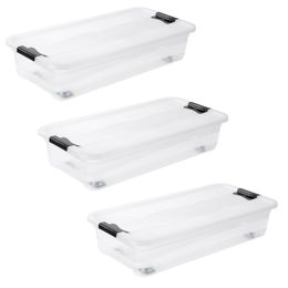 keeeper Aufbewahrungsbox "Konrad, Box mit Rollen, 3er Set, 33 L, 79,5 x 39,5 x 18 cm", B/H/T: 79,5cm x 18cm x 39,5cmtransparent, Aufbewahrungsboxen,