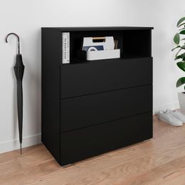 Kommode Inosign "Paris", schwarz (graphitschwarz matt), B:70cm H:80cm T:35cm, Sideboards, Kommode, mit 3 Schubkästen, Breite 70 cm