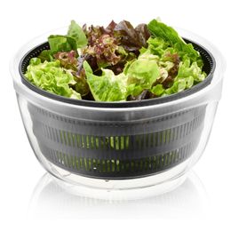 Gefu Salatschleuder "4-IN-1, Schleuder f&uuml;r Salat aus Kunststoff, inkl. Frischhaltedeckel", B:25cm H:17,4cm T:25cm &Oslash;:25cmtransparent, schwarz,