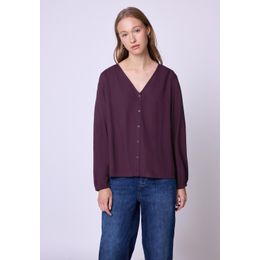 Damen Langarmbluseroyal plum, Gr. 40, STREET ONE STUDIO, unifarben, Stoff, 100% Viskose, Blusen, in Unifarbe