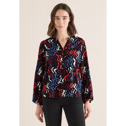 Cecil Damen Langarmbluseschwarz multi, Gr. XXL, gemustert, Stoff, 100% Viskose, Blusen, mit grafischem Muster
