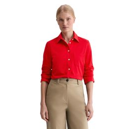Marc O'Polo MARC O'POLO Damen Langarmbluse "aus Organic-Cotton-Stretch"bright rot, Basic, Gr. XXS, unifarben, Obermaterial: 96% Baumwolle, 4% Elasthan, Blusen