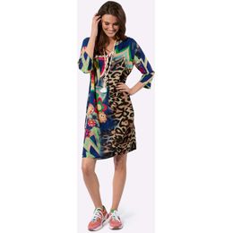 Inspirationen Damen Tunikakleid "Tunika-Kleid"grasgr&uuml;n, royalblau, bedruckt, Gr. 38, animal-print, gebl&uuml;mt, gemustert, mehrfarbig, 100% Viskose,