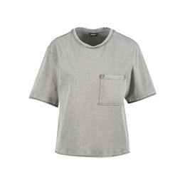 T-Shirt Urban Classics "Urban Classics Ladies Washed Jersey Boxy Shirt", Damen, Gr. 5XL, steelgrau, 83% Baumwolle, 17% Polyester, unifarben, normal, Rundhals, Shirts T-Shirt