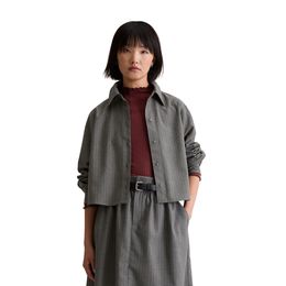 Marc O'Polo Damen Langarmbluse "aus Viskose-Mix mit recyceltem Polyester"medium grau, Gr. M, MARC O'POLO DENIM, gestreift, Obermaterial: 65% Polyester, 32%