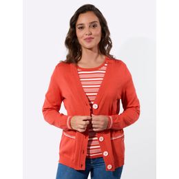 Casual Looks Damen Strickpullover "Twinset"terra, ecru, geringelt, Gr. 36, gemustert, gestreift, unifarben, 100% Baumwolle, Pullover