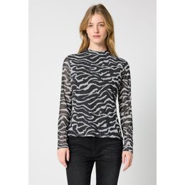 Damen Langarmbluseflint grau, Gr. 40, STREET ONE STUDIO, gemustert, Stoff, Obermaterial: 95% Polyester, 5% Elasthan; Futter: 100% Viskose, Blusen,