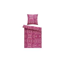 AURO Satin Bettw&auml;sche Grafik &brvbar; rosa/pink &brvbar; Ma&szlig;e (cm): B: 135 &raquo; H&ouml;ffner