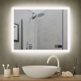 LED-Spiegel Badspiegel mit Beleuchtung eckig mit 2 cm Sandstrahlrand