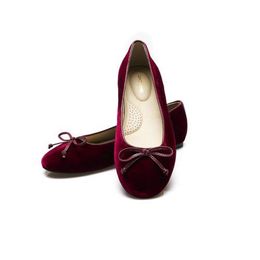 LANDS' END Ballerinas mit Schleife, Damen,  Rot, Leder, by Lands' End