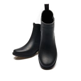 LANDS' END Wasserdichte Chelsea-Gummistiefeletten, Damen,  Schwarz, Gummi, by Lands' End