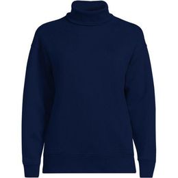 LANDS' END Serious Sweats Rollkragenpullover, Damen,  Blau, Baumwoll-Mischung/Polyester-Mischung, by Lands' End