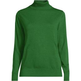 LANDS' END Feinstrick-Rollkragenpullover aus Baumwolle, Damen,  Gr&uuml;n, Baumwolle, by Lands' End