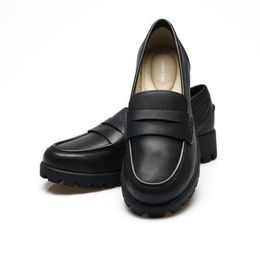 LANDS' END Leder-Pennyloafer mit Chunky Sohle, Damen,  Schwarz, Leder, by Lands' End