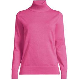 LANDS' END Feinstrick-Rollkragenpullover aus Baumwolle, Damen,  Pink, Baumwolle, by Lands' End