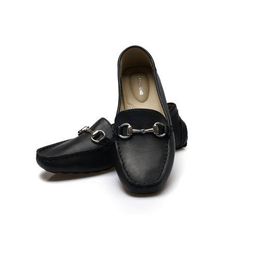LANDS' END Horsebit Mokassins aus Leder, Damen,  Schwarz, Leder, by Lands' End