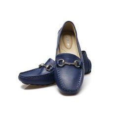 LANDS' END Horsebit Mokassins aus Leder, Damen,  Blau, Leder, by Lands' End