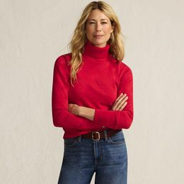 LANDS' END Feinstrick-Rollkragenpullover aus Baumwolle, Damen,  Rot, Baumwolle, by Lands' End