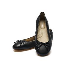LANDS' END Ballerinas mit Schleife, Damen,  Schwarz, Leder, by Lands' End