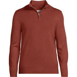 LANDS' END CashTouch Feinstrick-Pullover mit Rei&szlig;verschluss, Herren,  Braun, Polyester, by Lands' End