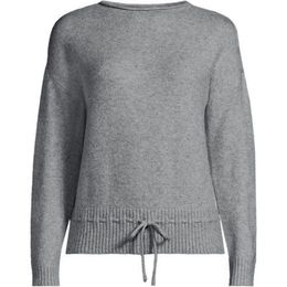 LANDS' END Wool Touch Pullover mit B&auml;ndchenzug-Saum, Damen,  Grau, Wolle/Polyester/Viskose, by Lands' End