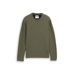 Tom Tailor Herren Basic Strickpullover aus Baumwolle, gr&uuml;n, Meliert, Gr. M