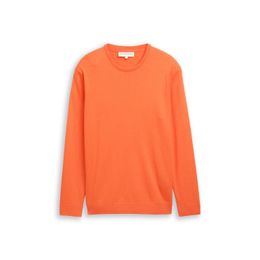 Tom Tailor Herren Basic Strickpullover aus Baumwolle, rot, Uni, Gr. XL