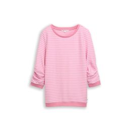 Tom Tailor Denim Damen Sweatshirt mit Streifenmuster, rosa, Gestreift, Gr. XL