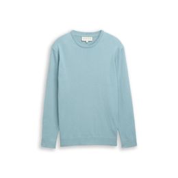 Tom Tailor Herren Basic Strickpullover aus Baumwolle, gr&uuml;n, Uni, Gr. XL