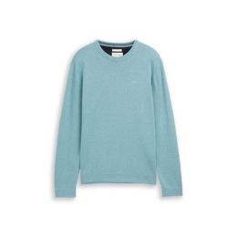 Tom Tailor Herren Basic Strickpullover aus Baumwolle, blau, Meliert, Gr. S