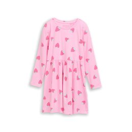 Tom Tailor M&auml;dchen Mini-Jersey-Kleid mit Allover-Print, rosa, Gemustert, Gr. 104/110