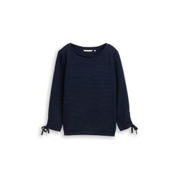 Tom Tailor Denim Damen Slim Fit Sweatshirt mit Raff&auml;rmeln, blau, Uni, Gr. S