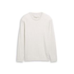 Tom Tailor Herren Basic Strickpullover aus Baumwolle, wei&szlig;, Meliert, Gr. XL