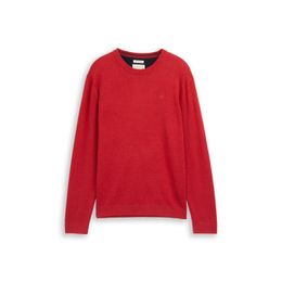 Tom Tailor Herren Basic Strickpullover aus Baumwolle, rot, Meliert, Gr. XL