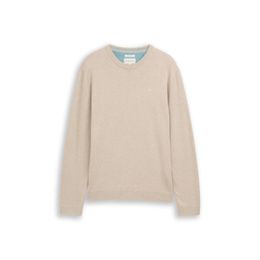 Tom Tailor Herren Basic Strickpullover aus Baumwolle, beige, Meliert, Gr. XXL