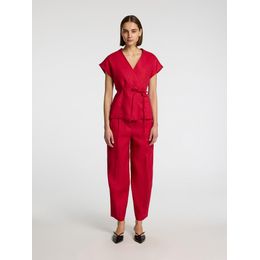 Selected Pleat-Front Pants 'SLFBARREL LIA' female Red size 42