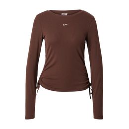 Nike Sportswear Shirt 'ESSNTL' Damen Gr&ouml;&szlig;e XS dunkelbraun / wei&szlig;
