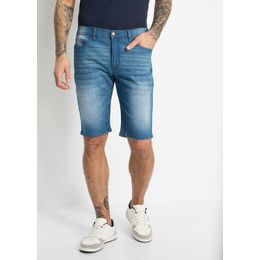 bonprix Stretch-Jeans-Bermuda mit verst&auml;rktem Schritt Regular Fit, blau, mit Baumwolle