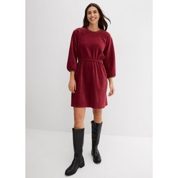 bonprix Kleid aus Jersey-Cord, rot, Gr.48/50 (XL), Ausgestelltes, kurzes Cord-Kleid mit 3/4 Arm, 62% Baumwolle