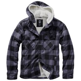 Brandit Hooded Lumberjacket mit Teddyfutter black/grey, Gr&ouml;&szlig;e L
