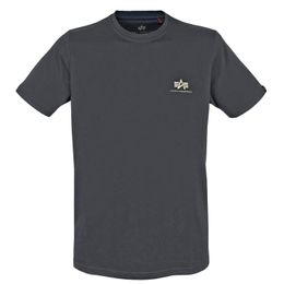 Alpha Industries Basic Alpha T-Shirt Small Logo greyblack, Gr&ouml;&szlig;e L