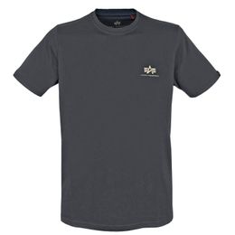 Alpha Industries Basic Alpha T-Shirt Small Logo greyblack, Gr&ouml;&szlig;e XXL