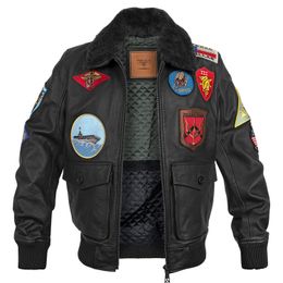 Top Gun Leder Fliegerjacke 20201007 schwarz, Gr&ouml;&szlig;e 3XL
