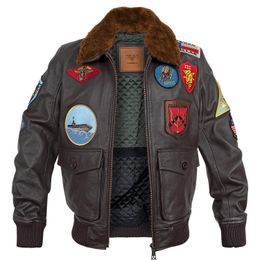 Top Gun Leder Fliegerjacke 20201007 braun, Gr&ouml;&szlig;e L