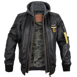 Top Gun Leder Pilotenjacke Styling schwarz, Gr&ouml;&szlig;e M