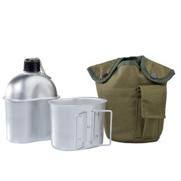 US Feldflasche mit Becher Alu oliv